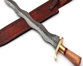 Hand Forged, Custom Damascus Steel Sword 34 Inches, Kris Blade, Keri ...