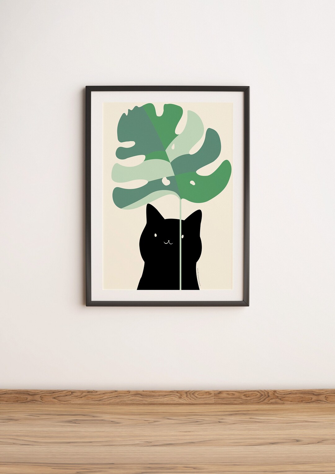 Modern Minimal Poster, Black Cat Wall Print Poster Minimal Contemporary ...
