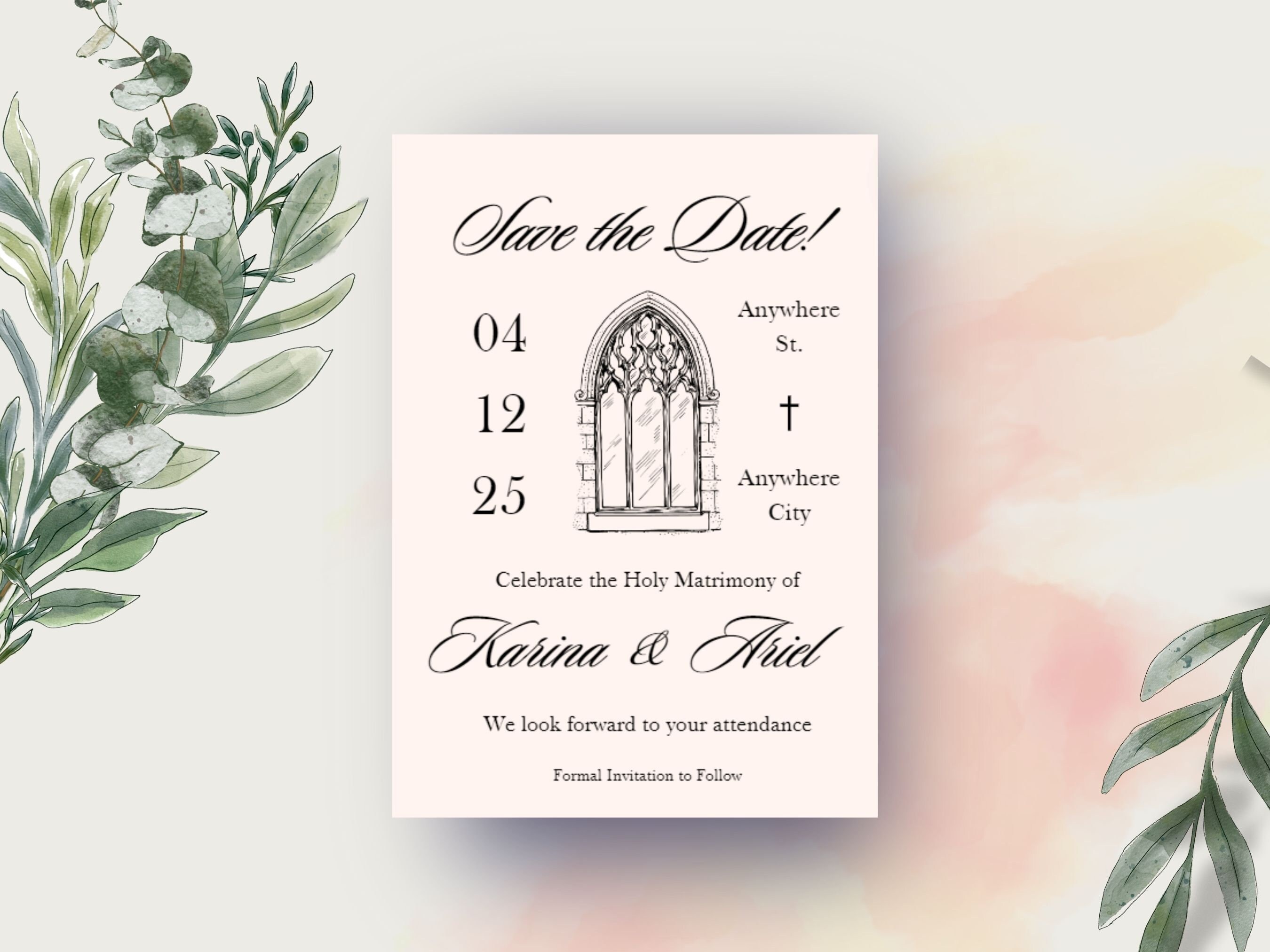 Elegant Save the Date Card L Printable Invite L Editable Canva Template ...