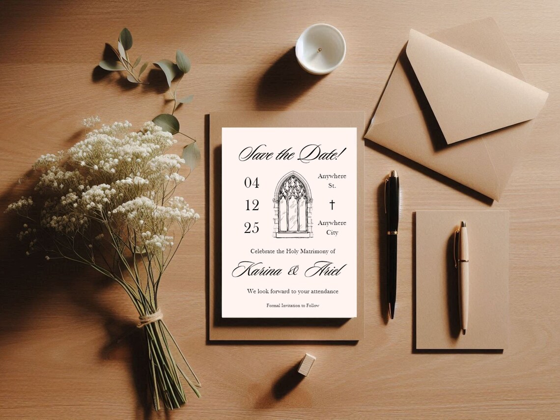 Elegant Save the Date Card L Printable Invite L Editable Canva Template ...