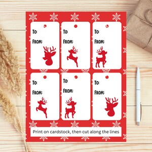PRINTABLE Reindeer Gift Tags | Digital Gift Tags | Gift Tags ...