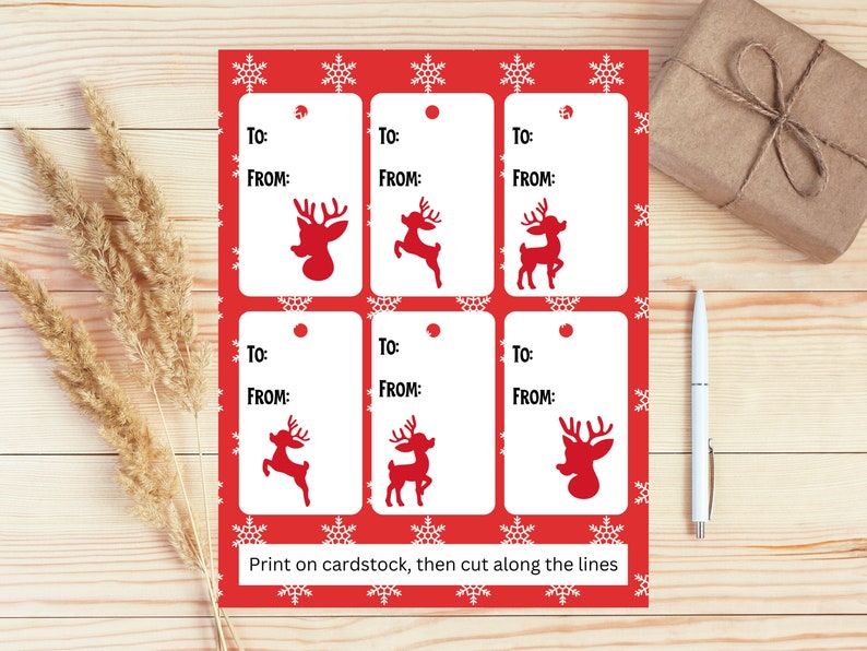 PRINTABLE Reindeer Gift Tags | Digital Gift Tags | Gift Tags ...