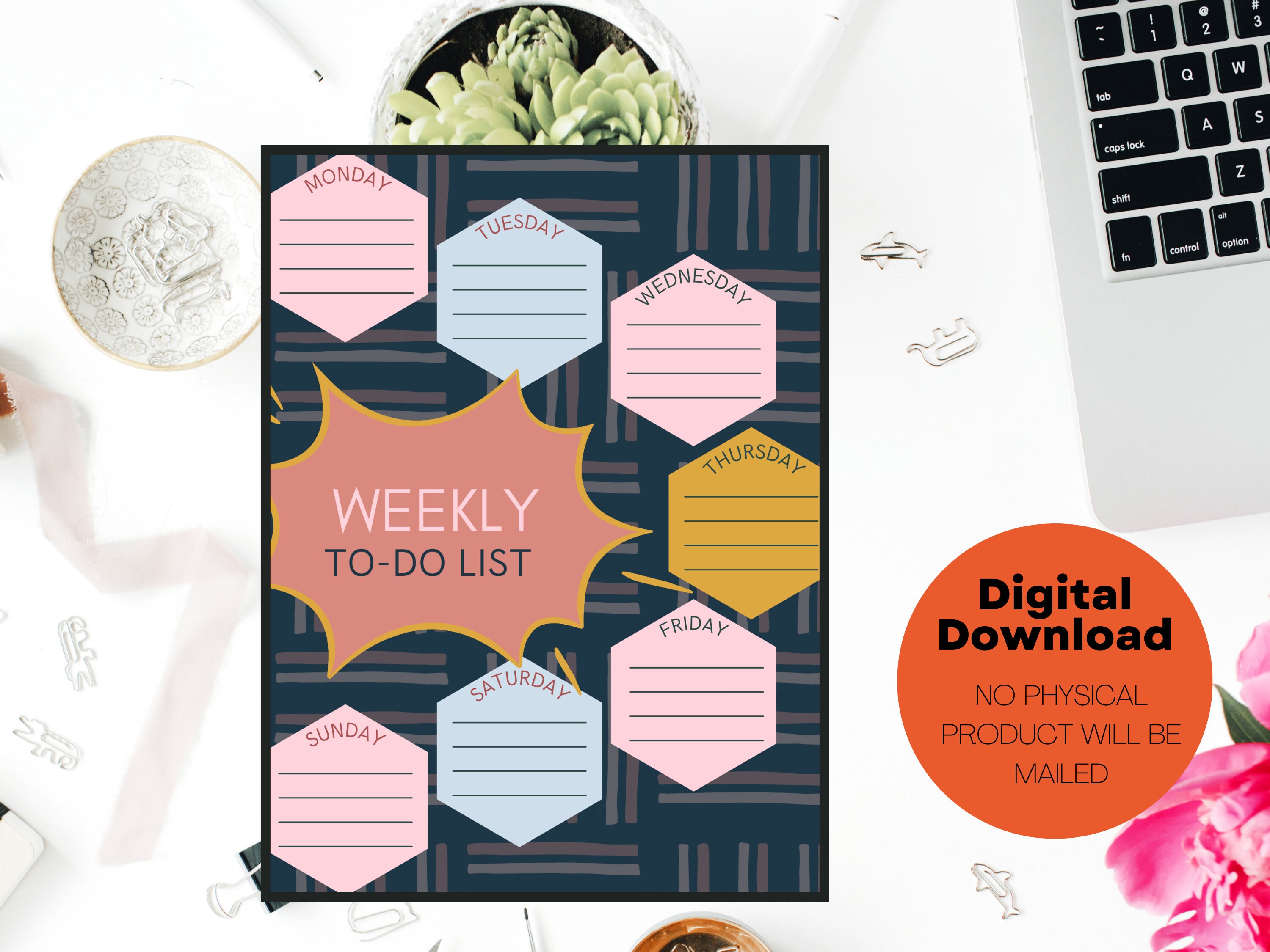 Printable Weekly Planner | 1 Page Simple Weekly Planner | DIY Daily ...