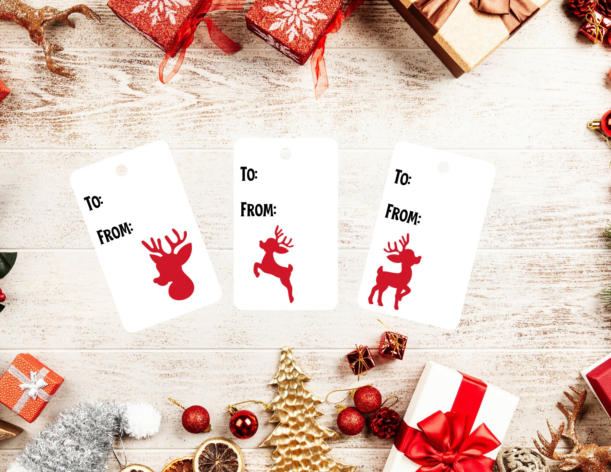 PRINTABLE Reindeer Gift Tags | Digital Gift Tags | Gift Tags ...