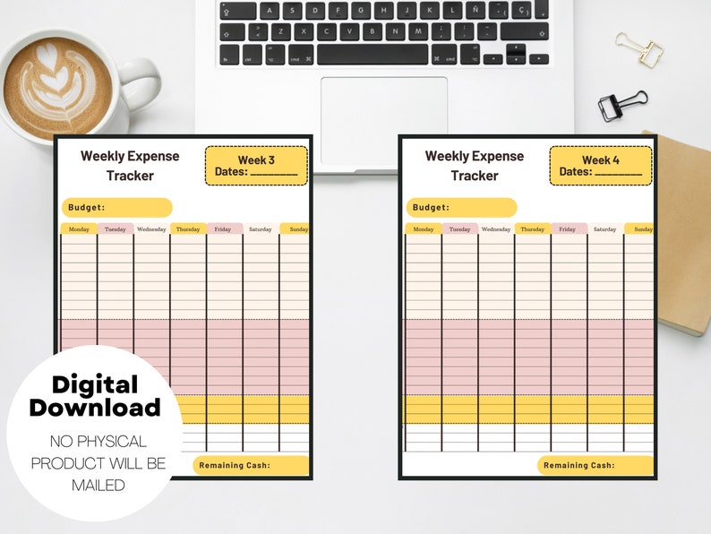 Yellow & Pink Weekly Expense Tracker | DIY Income Expense Tracker ...