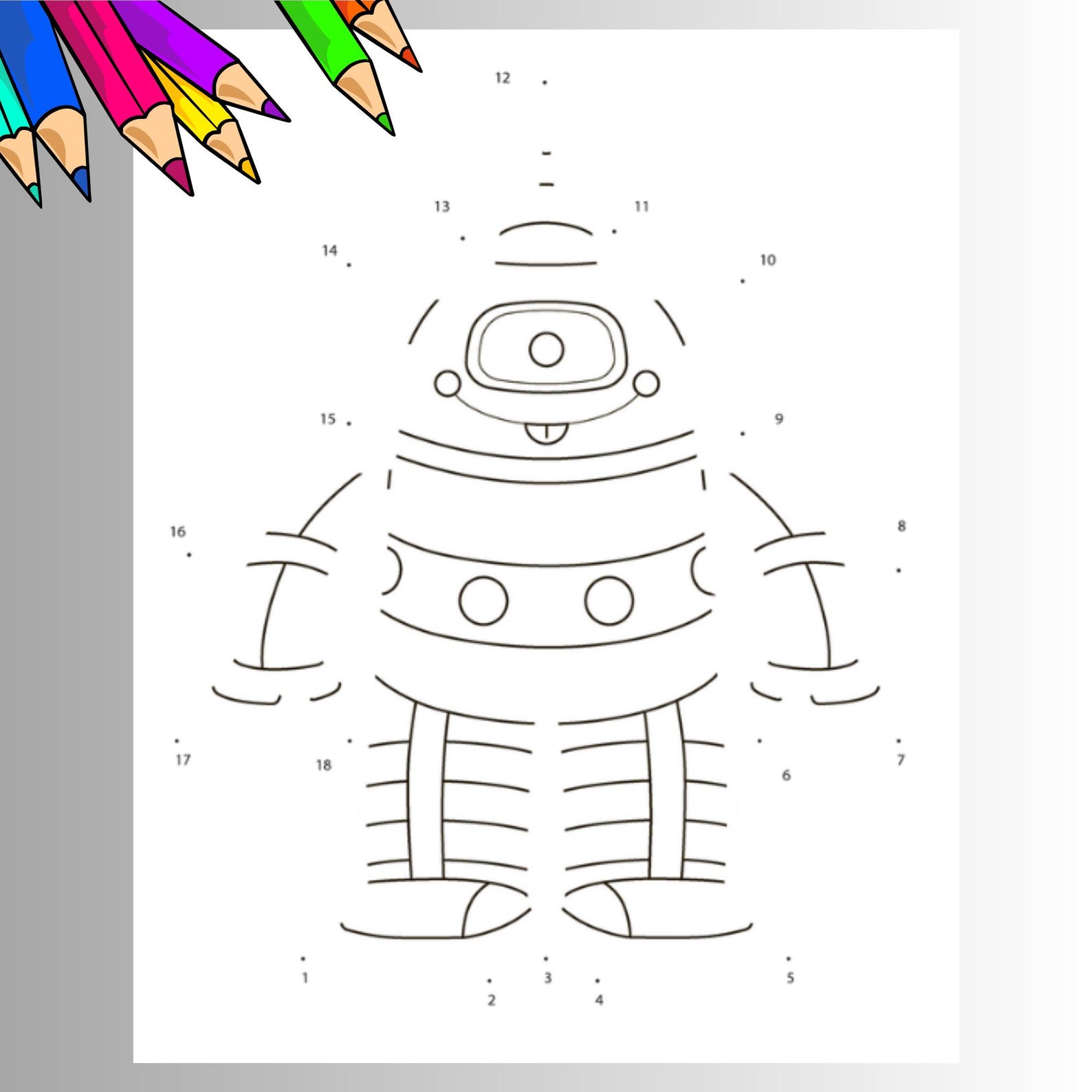 50 Robots Coloring, Activity Sheets for Kids| Dot to Dot, Color, Spot ...