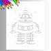 50 Robots Coloring, Activity Sheets for Kids Dot to Dot, Color, Spot ...