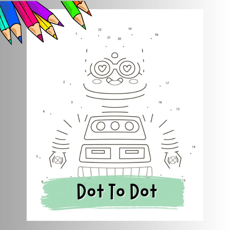 50 Robots Coloring, Activity Sheets for Kids| Dot to Dot, Color, Spot ...