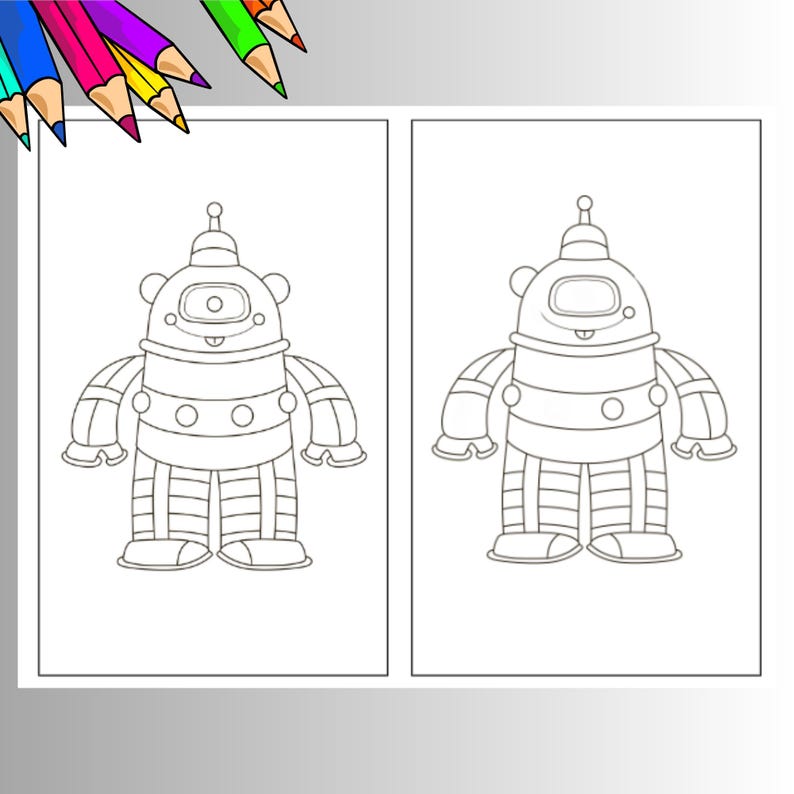 50 Robots Coloring, Activity Sheets for Kids| Dot to Dot, Color, Spot ...