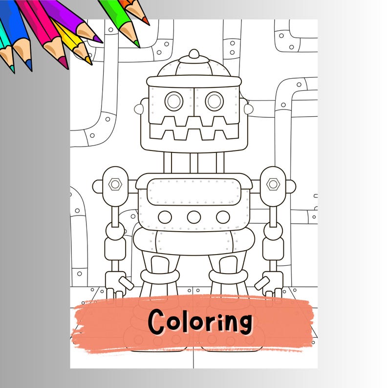 50 Robots Coloring, Activity Sheets for Kids| Dot to Dot, Color, Spot ...
