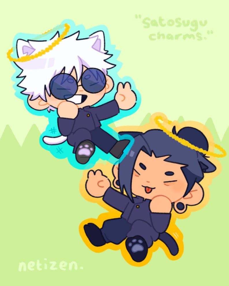 Catboy Satosugu Keychains, 3”5, Jujutsu Kaisen - Etsy