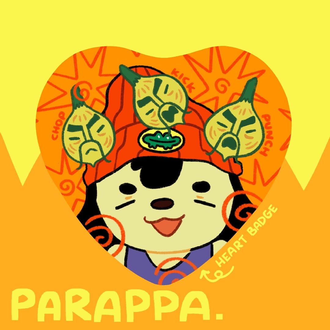 Parappa Heart Shaped Button Badge/pin - Etsy