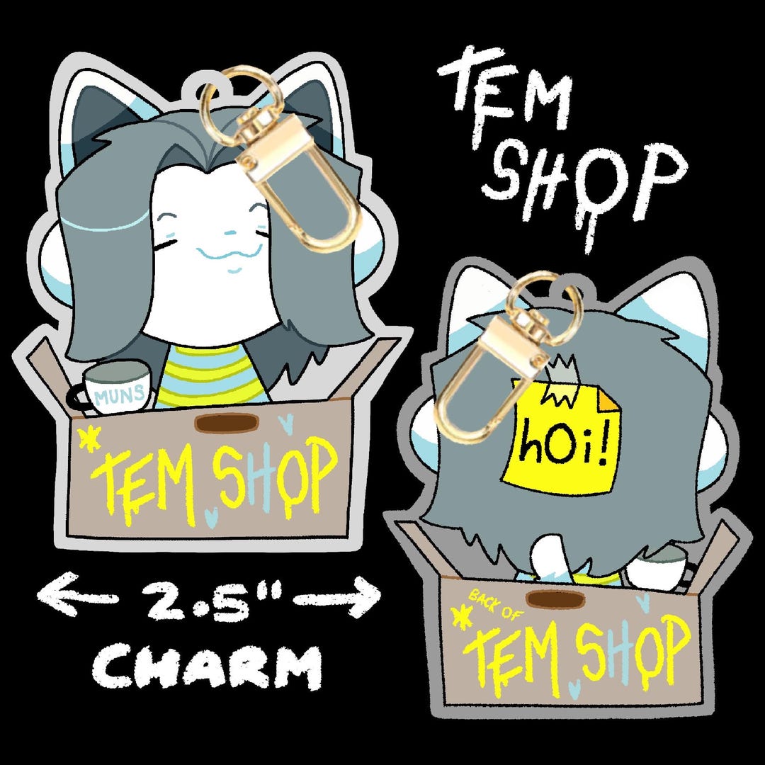 Undertale Temmie Tem Shop 2.5” Double Sided Epoxy Acrylic Keychain ...
