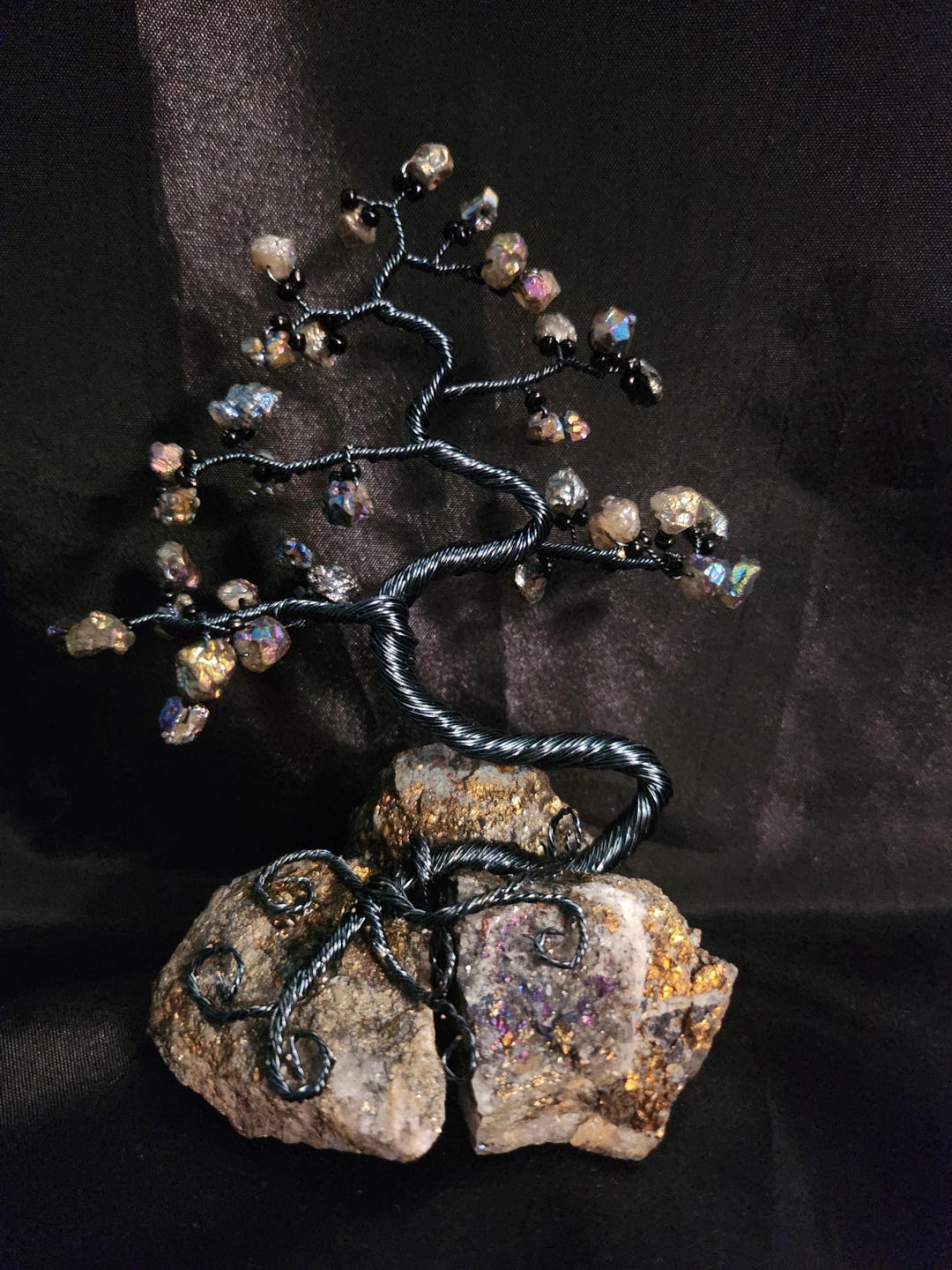 Rainbow Pyrite Chipstone Beads and Pyrite Base Bonsai Tree - Etsy