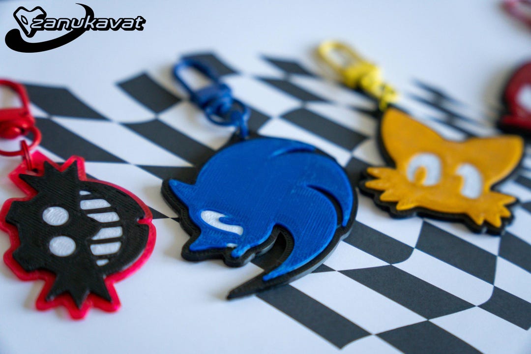 Sonic Keychains, Sonic the Hedgehog Character Logo Silhouette Keychains ...