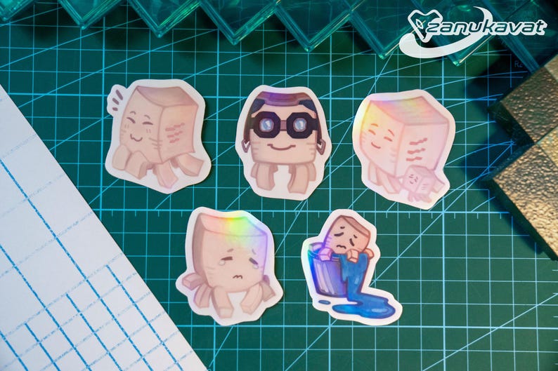 Minecraft Cute Baby Ghast Ghastling Holographic Stickers, 2" Waterproof ...