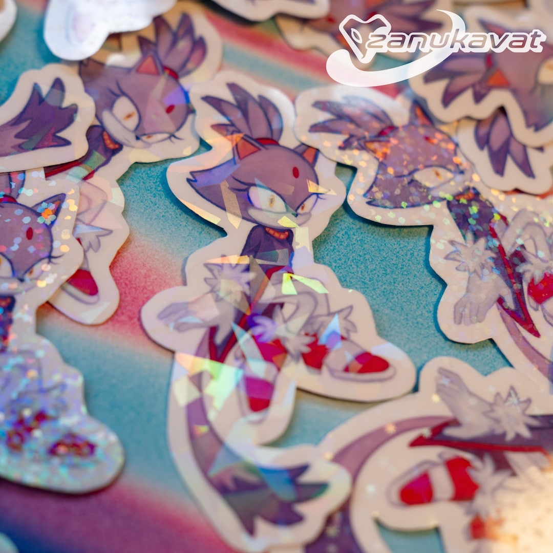 Blaze the Cat Holographic Stickers, 3" Sonic the Hedgehog Waterproof ...