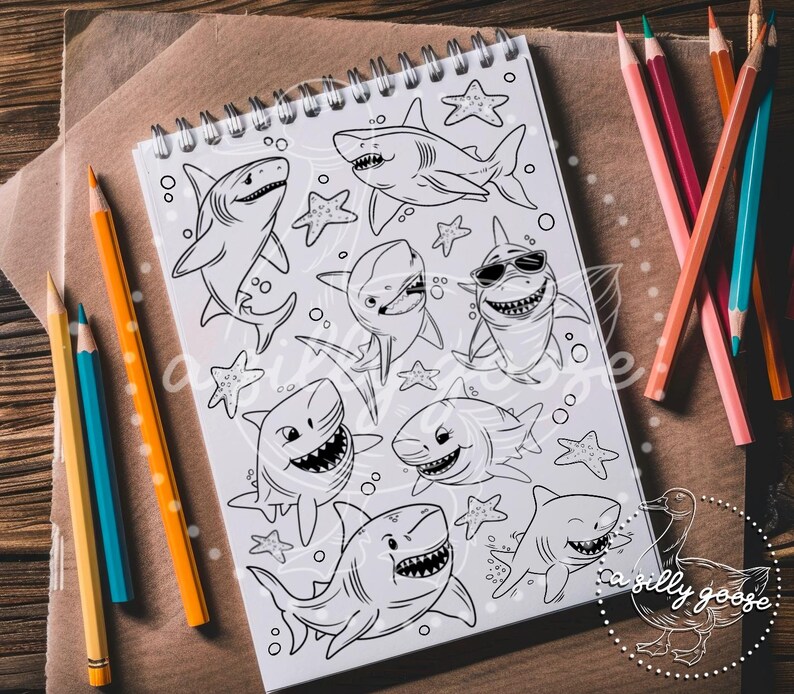 Clipart Digital File Clipart PNG Silly Sharks Collection Summer Clipart ...