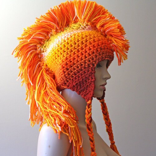 Blue Ombre Mohawk Hat Extreme Style Boyfriend Gift Warm Winter - Etsy