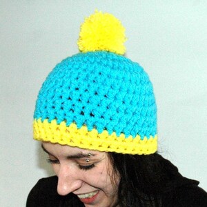 Stan Marsh Hat Blue and Red Pom Pom Handmade Knit Cap Costume - Etsy