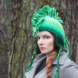 Green Ombre Fade Mohawk Earflap Hat Color Gradient Fade Christmas Gift ...