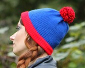 Stan Marsh Hat Blue and Red Pom Pom Handmade Knit Cap Costume | Etsy