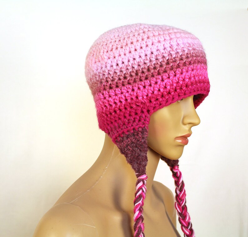 Pink Fade Ombre Ear Flap Hat Winter Beanie Toque Perfect Gift - Etsy