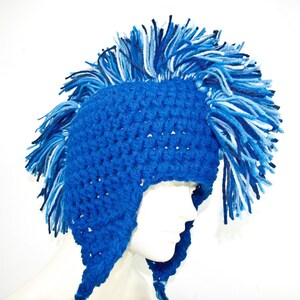 Blue Mohawk Ear Flap Hat Adult Size Boyfriend Gift - Etsy