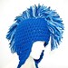 Blue Mohawk Ear Flap Hat Adult Size Boyfriend Gift - Etsy