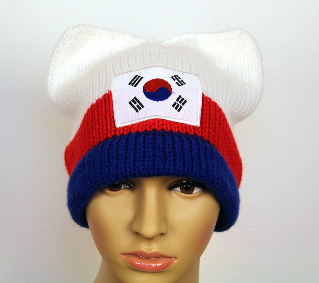 South Korea Flag Pussy Hat: Knit Cat Ear Toque - Etsy
