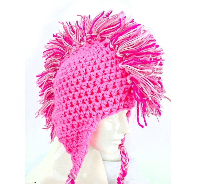 Girl's Pink Mohawk Ear Flap Hat - Etsy