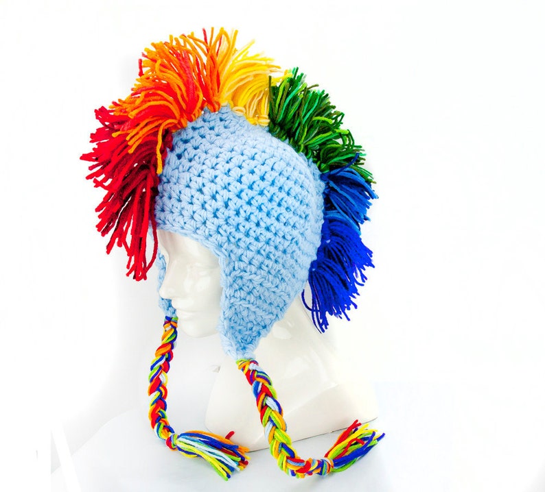 Baby Blue Mohawk Ear Flap Hat Rainbow Dash Inspired Handmade - Etsy