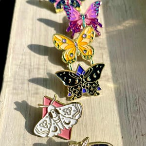 Butterfly Enamel Pin Medium Size Cottage Core Meadow Flowers Rainbow ...