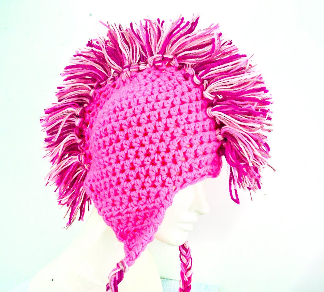 Girl's Pink Mohawk Ear Flap Hat - Etsy