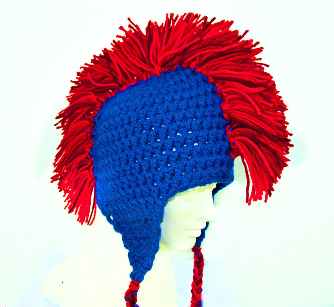 Red and Blue Mohawk Ear Flap Hat Chicago Cubs Colors World Series ...