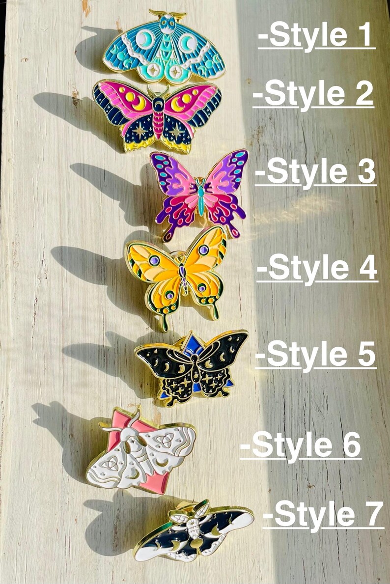 Butterfly Enamel Pin Medium Size Cottage Core Meadow Flowers Rainbow ...