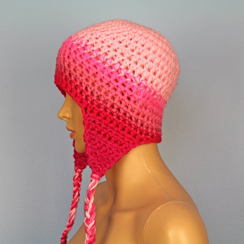 Pink Fade Ombre Ear Flap Hat Winter Beanie Toque Perfect Gift - Etsy