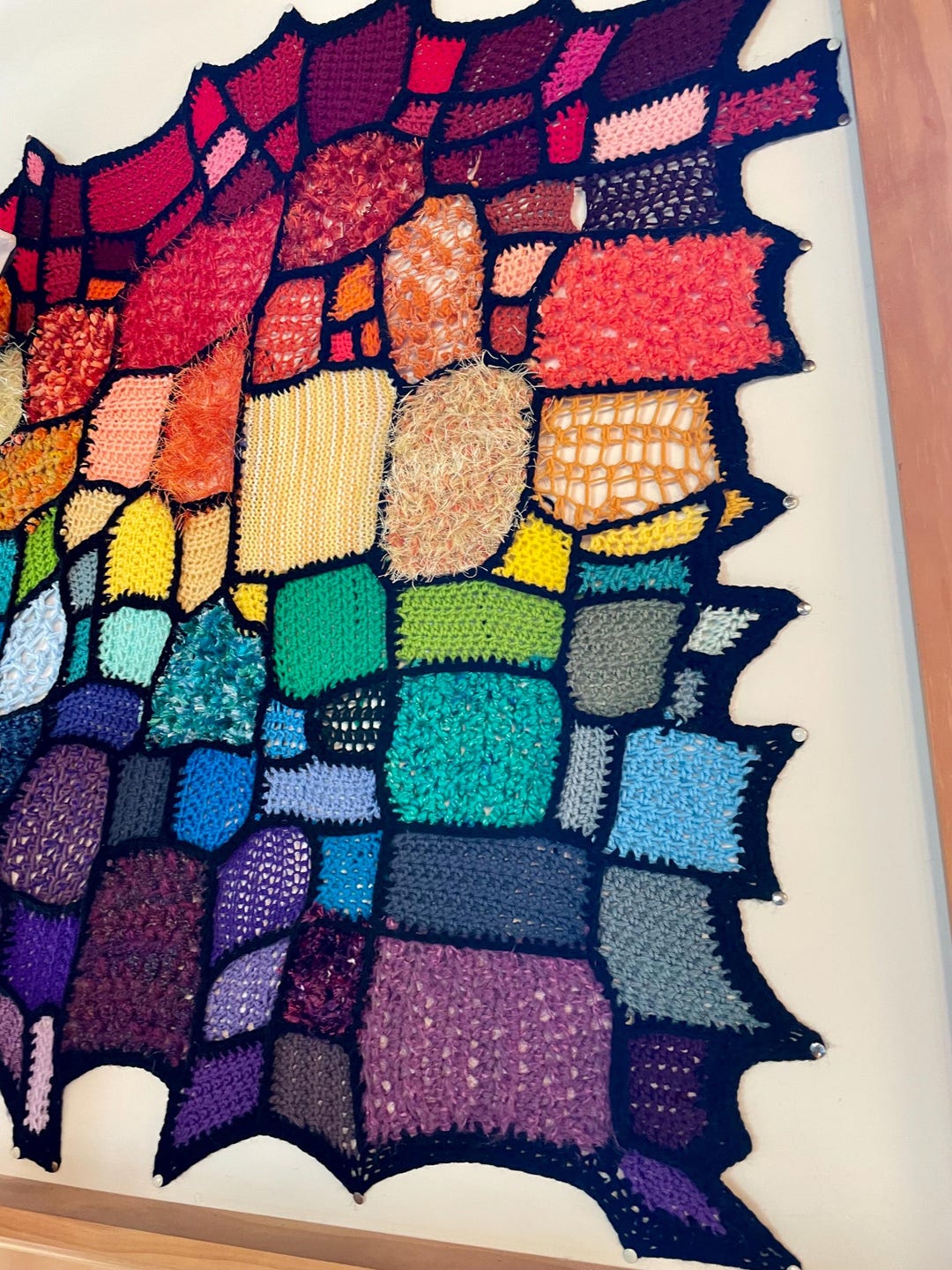 Rainbow Ombré Patch Tapestry Fiber Art Wall Hanging Sound Absorbing ...