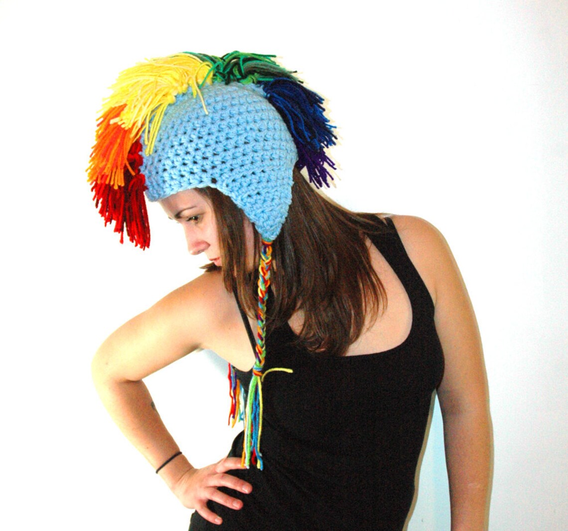 Baby Blue Mohawk Ear Flap Hat Rainbow Dash Inspired Handmade - Etsy