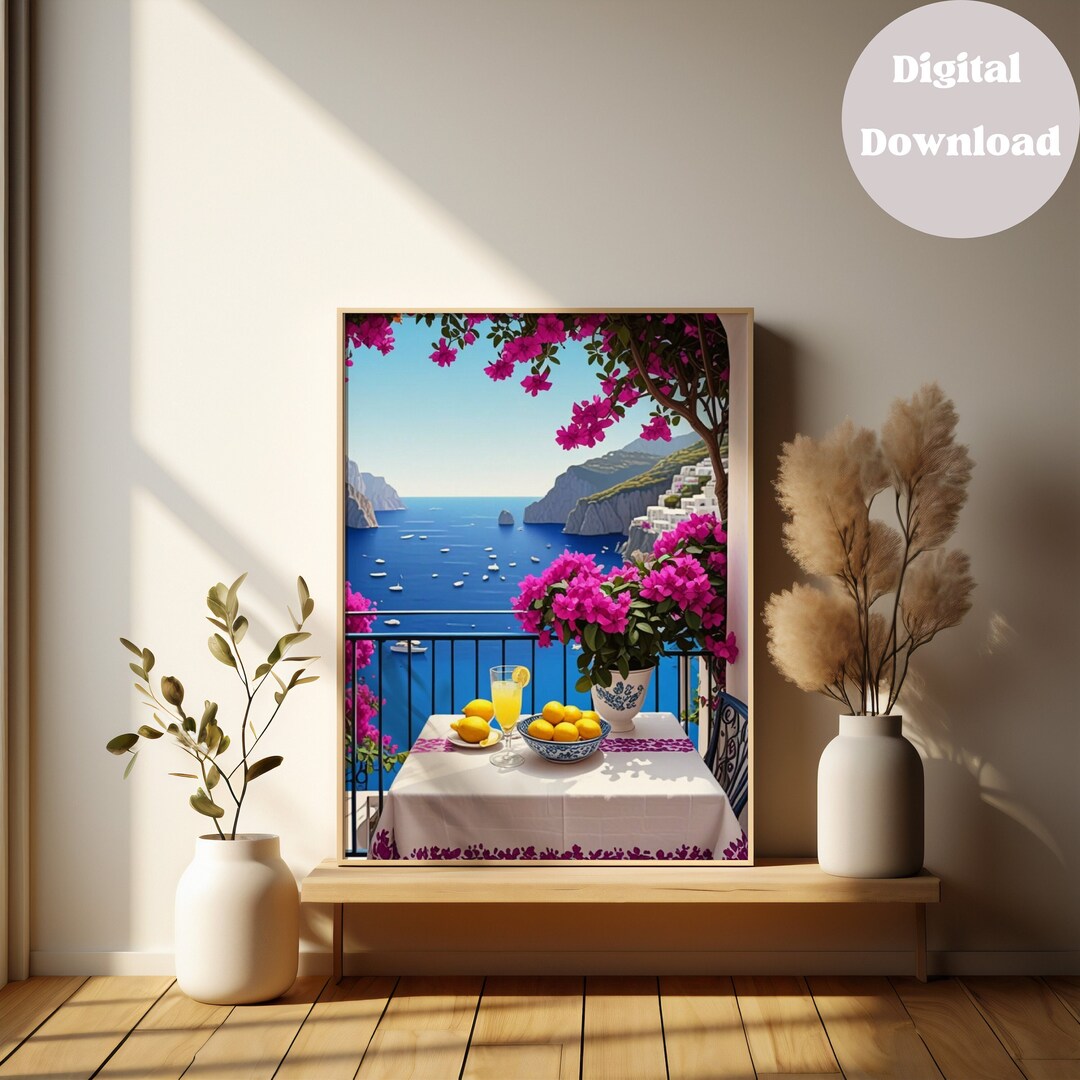 Capri Italy Balcony Digital Download | Ocean Island Print | Italian ...