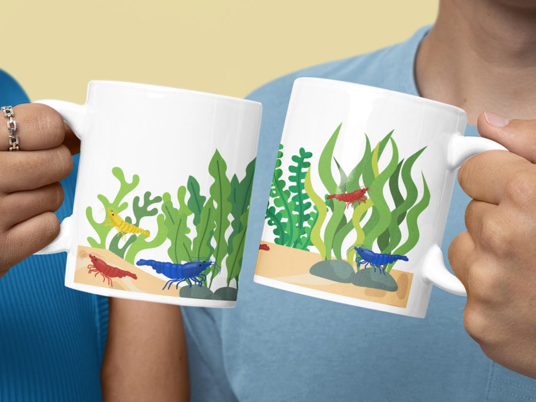 Skittle Shrimp Mug | 11 Oz Ceramic Cup Hand-drawn Art| Fish Tank ...