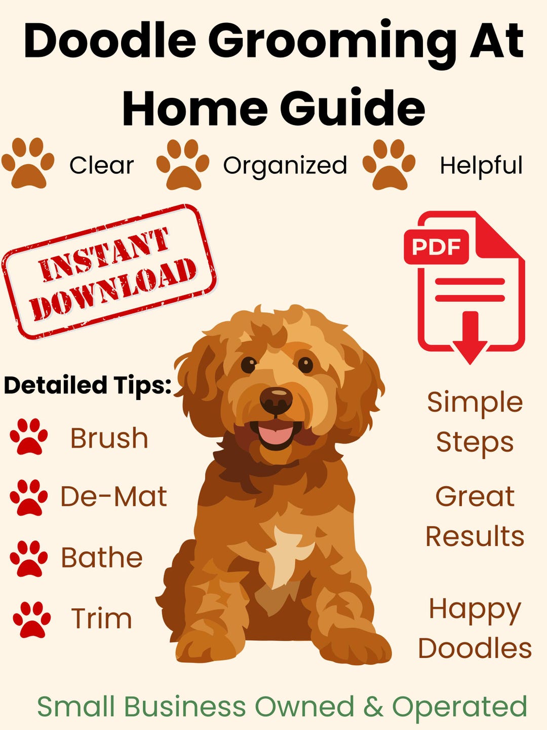 Doodle Grooming Guide Printable • At-home Grooming Care Sheet ...