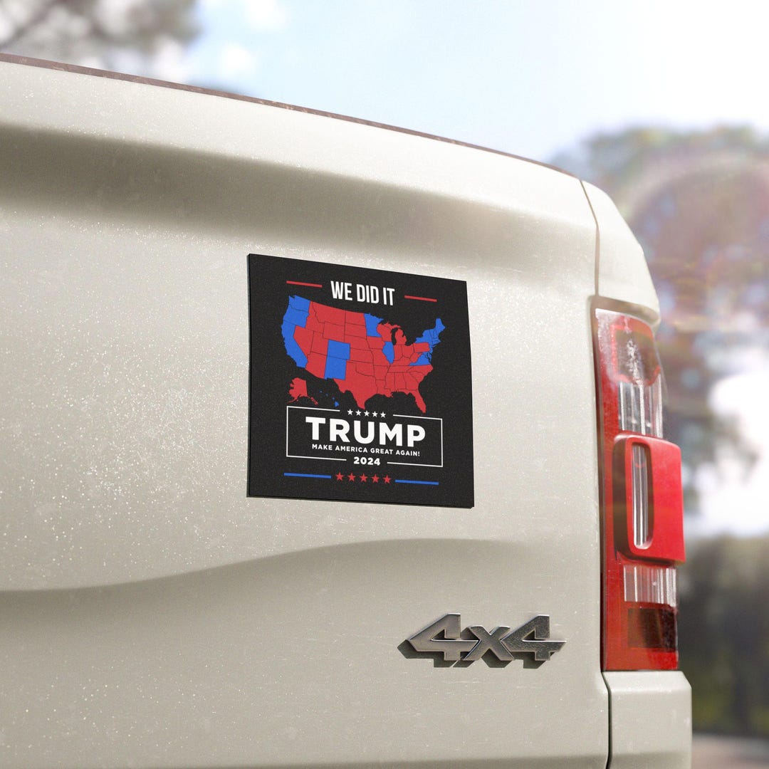 President Donald Trump Election Map Car Magnets 5 X5 Black Background ...