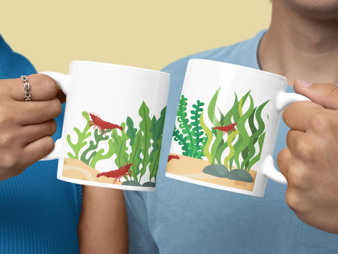 Cherry Shrimp Mug | 11 Oz Ceramic Cup Hand-drawn Art| Fish Tank ...