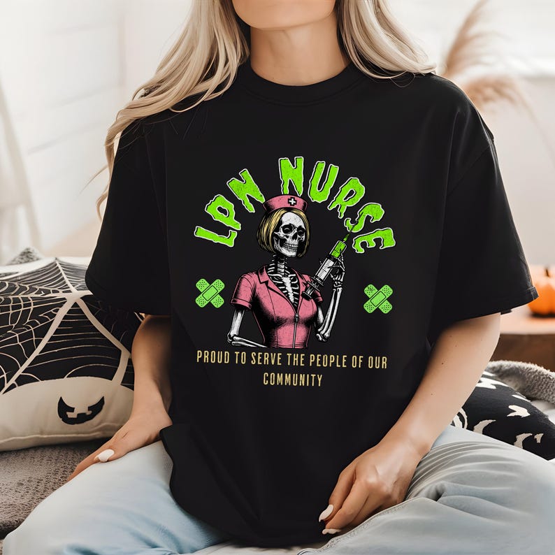 LPN Nurse Halloween Shirt, Spooky Licensed Practical Nurse Crewneck ...