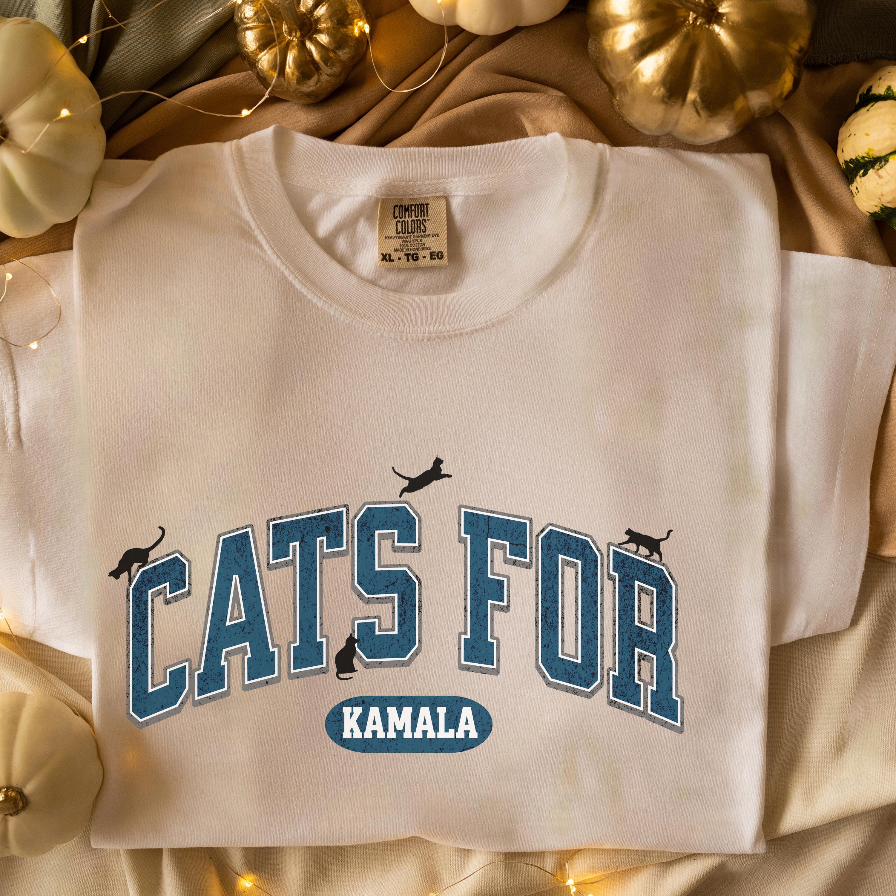 Cats for Kamala Varsity Shirt, Kamala Childless Cat Ladies Collegiate ...