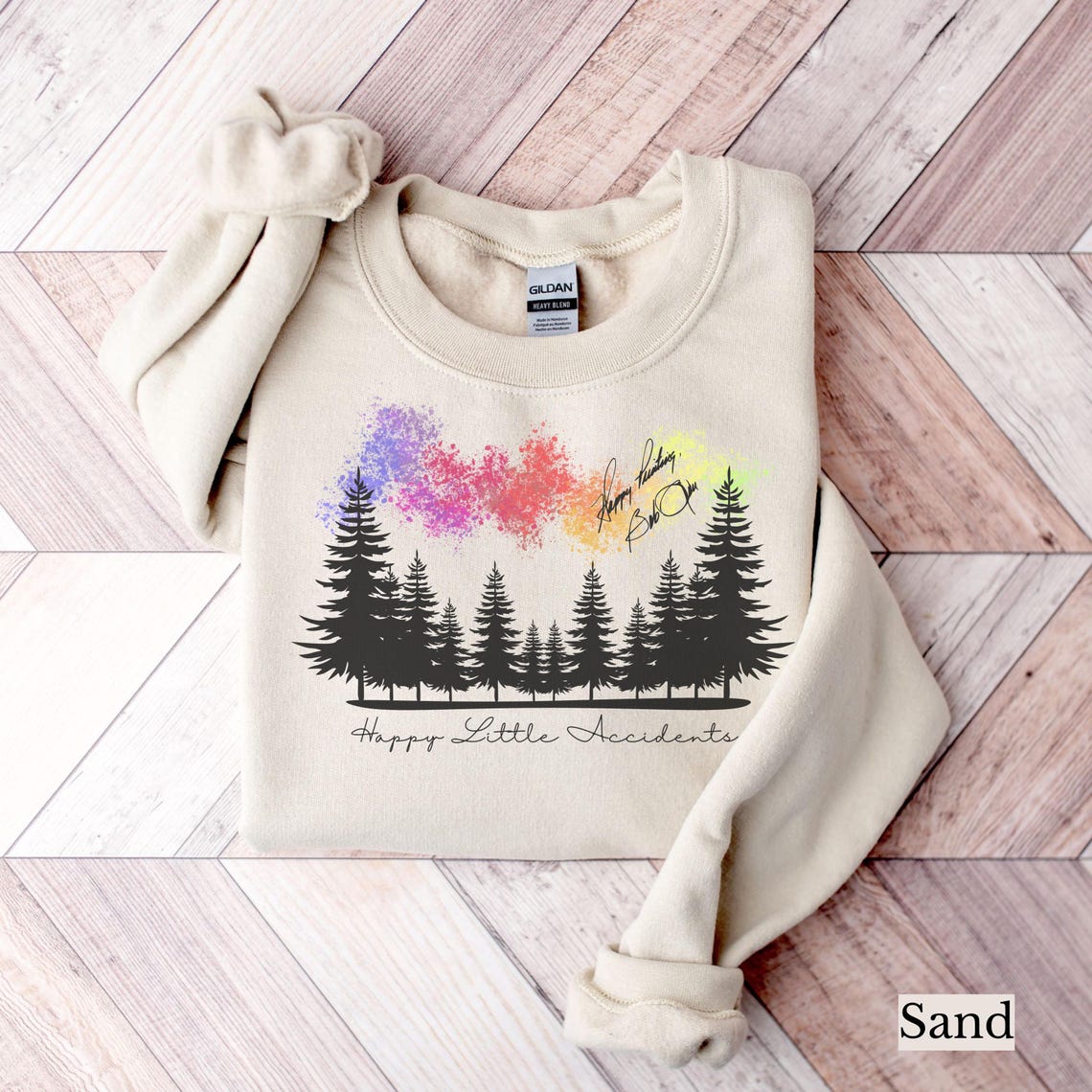 Cute Winter Pines Bob Ross UNISEX Sweatshirt, Bob Ross Happy Painting ...
