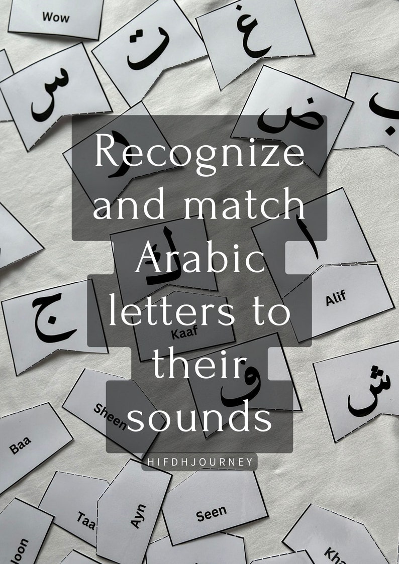 Arabic Alphabet Matching Flashcards for Kids Learn and Match Sounds ...