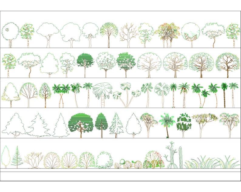 Autocad Landscaping Blocks: Trees, Palms, and Plants in Plan and ...