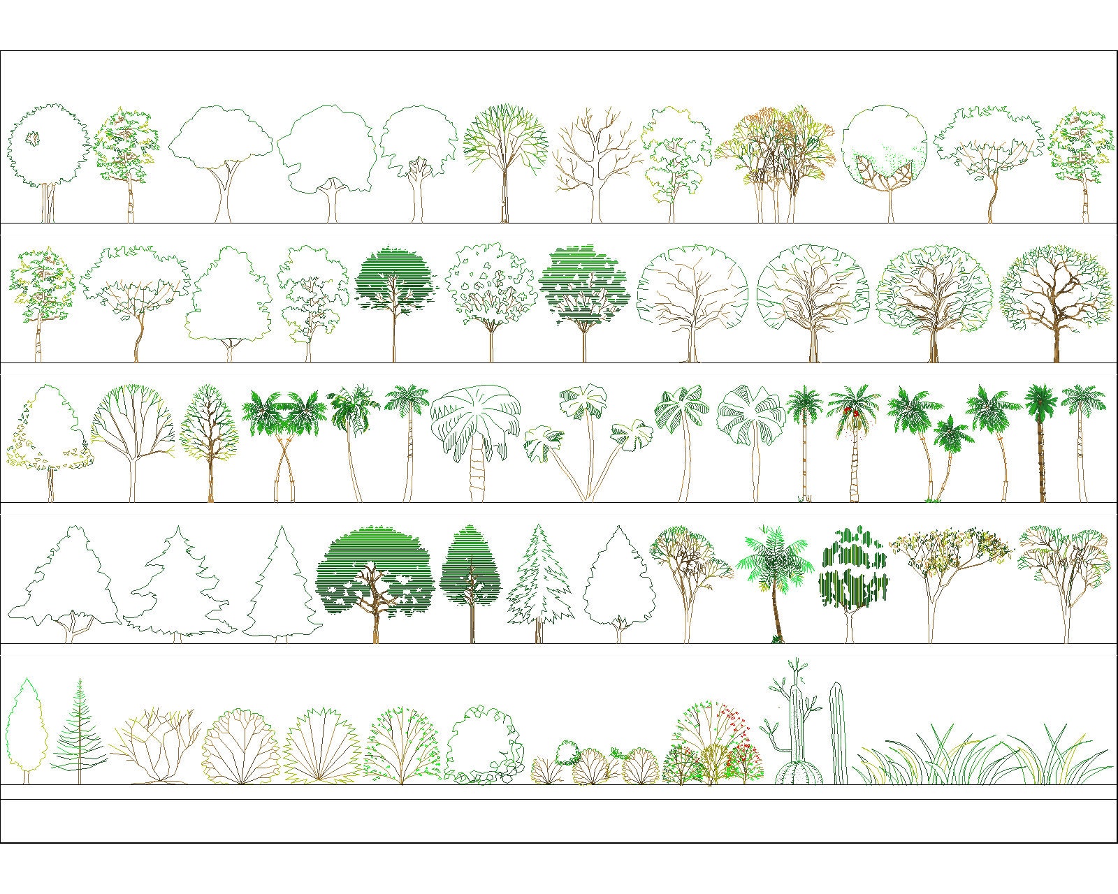 Autocad Landscaping Blocks: Trees, Palms, and Plants in Plan and ...